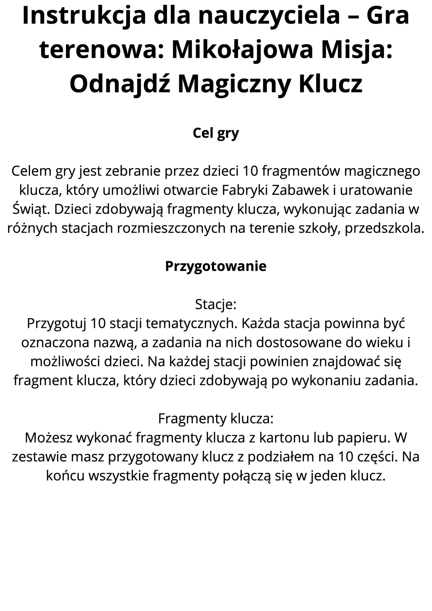 Gra terenowa: "Mikołajowa Misja: Odnajdź Magiczny Klucz"